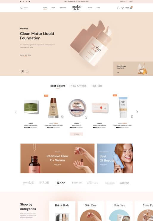 Landing – Beauty Cosmetics WordPress Theme